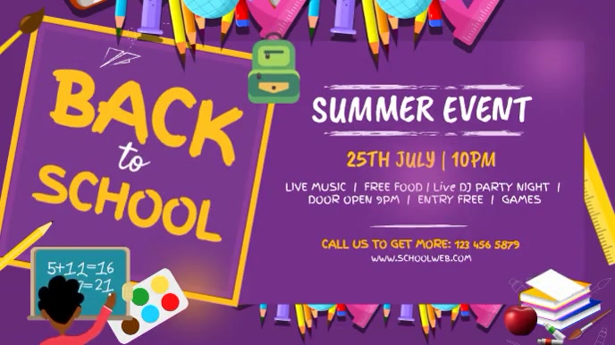 Back to School Summer Event Digital Display Template | PosterMyWall