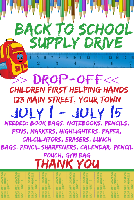 Back to School Supply Drive Template | PosterMyWall