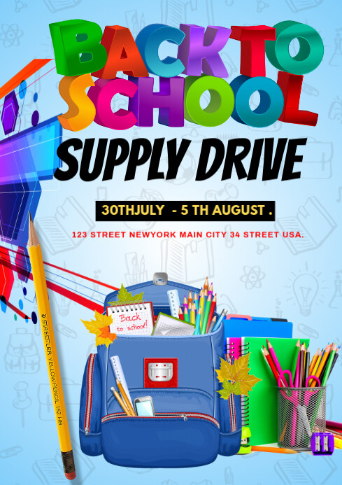 back to school supply drive Template | PosterMyWall