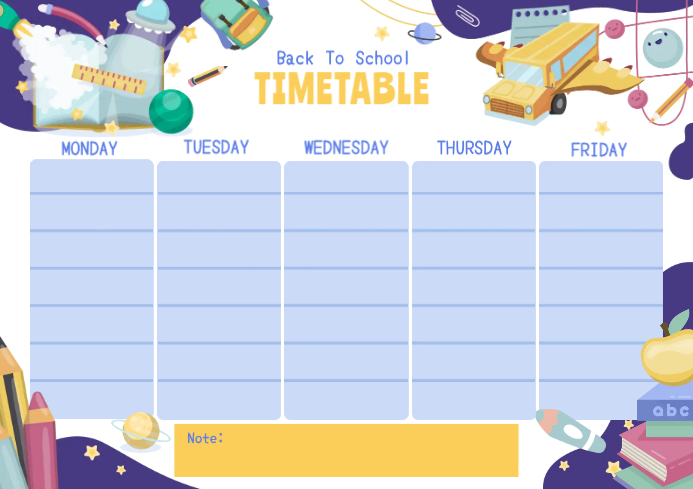 Back To School Timetable Template | PosterMyWall