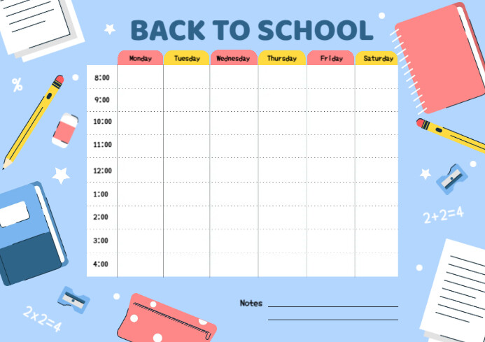 Back To School Timetable Template | PosterMyWall