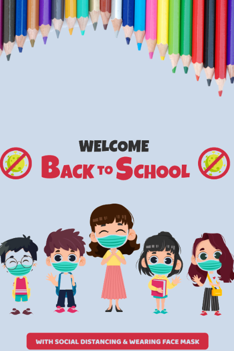 Back to school with precautions poster Template | PosterMyWall