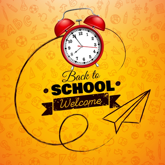 Back to school with red alarm clock Template | PosterMyWall