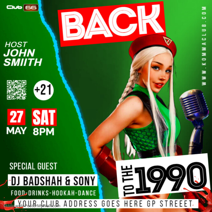 back to the 1990 / music night Template | PosterMyWall
