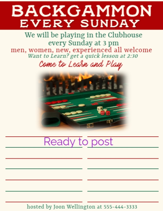 Copy of Backgammon Sign-Up Sheet | PosterMyWall