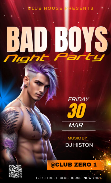 Bad boys party night Template | PosterMyWall