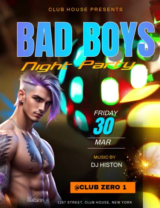 Bad boys party night Template | PosterMyWall
