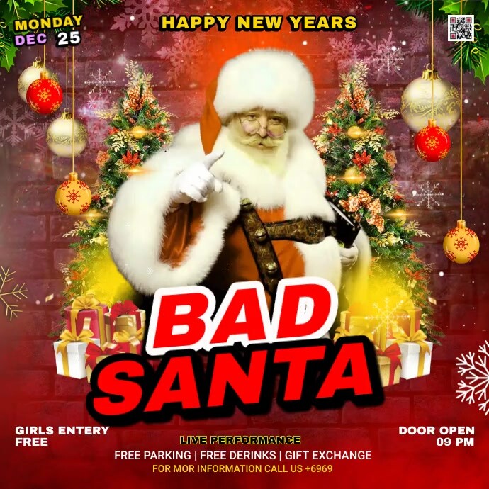 Bad Santa Christmas video flyer Template | PosterMyWall
