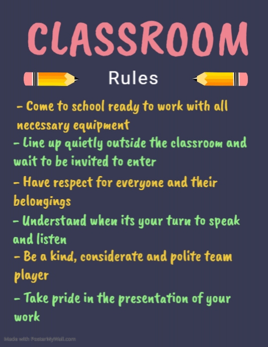Copy of Copy of Printable Class Rules Poster Template in Black ...