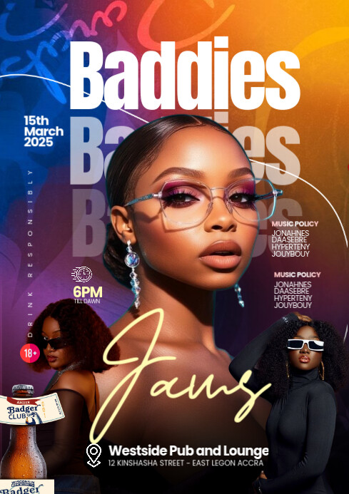 Modèle Baddies Night Jams | PosterMyWall
