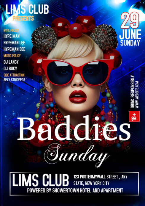 Baddies Sunday A4 Template | PosterMyWall