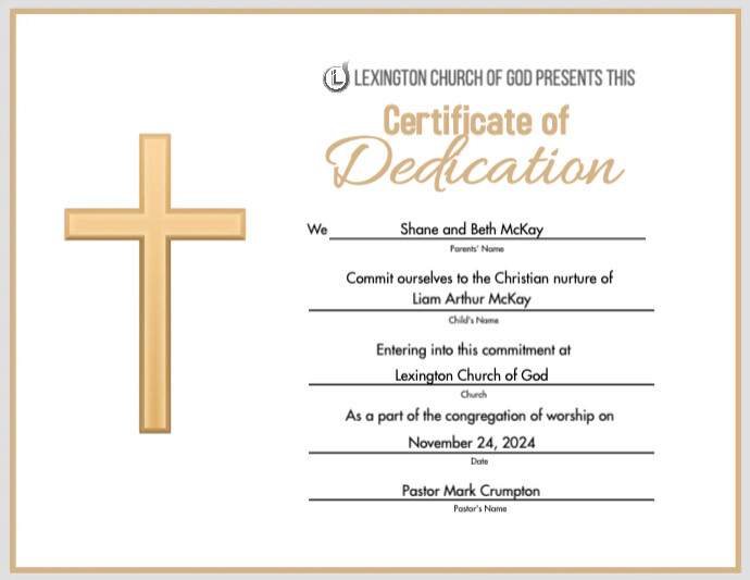 Child Dedication Certificate (1) | PosterMyWall