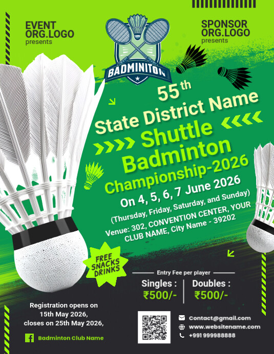 Badminton Championship Flyer Template | PosterMyWall
