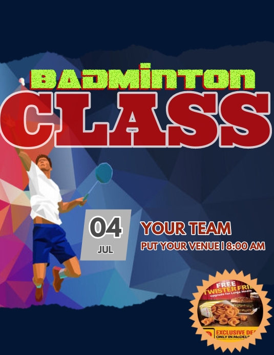 Plantilla de BADMINTON CLASS | PosterMyWall