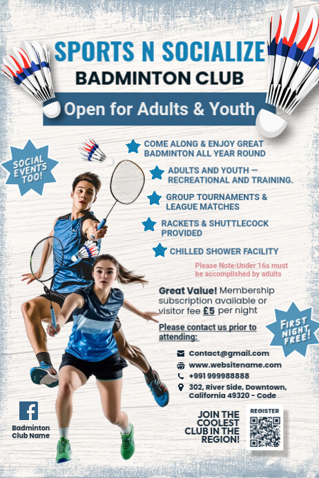 Copy of Badminton Club Poster Template | PosterMyWall