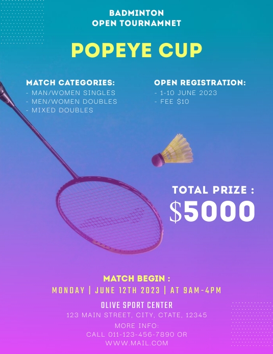 badminton Template | PosterMyWall