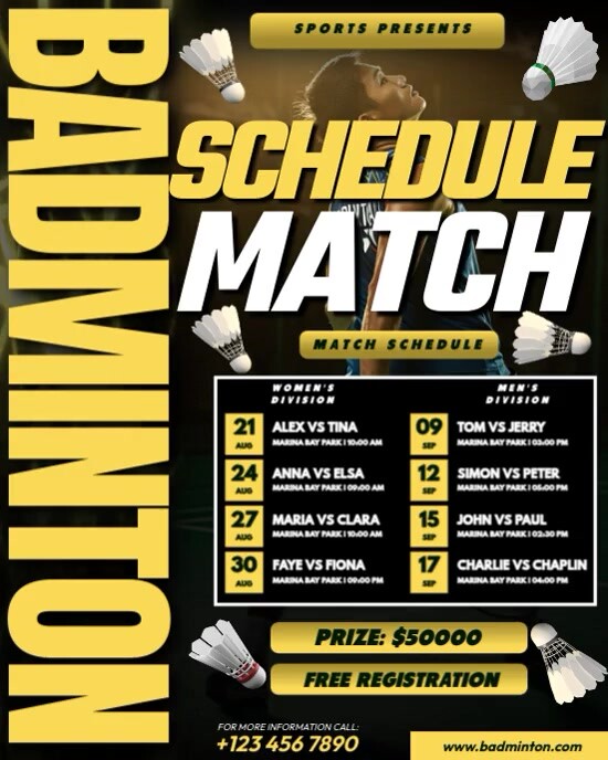 Badminton Schedule Match Template | PosterMyWall
