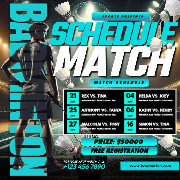 Badminton Schedule Match Template | PosterMyWall