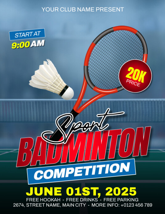 Badminton Sport Competition Template | PosterMyWall