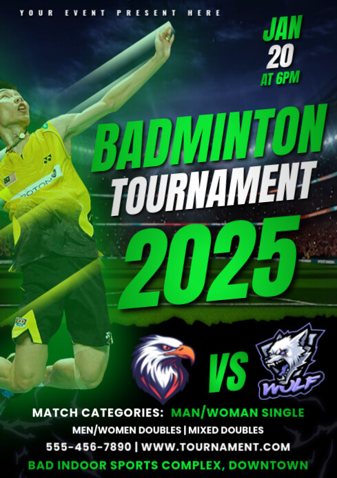 Badminton Tournament Template | PosterMyWall