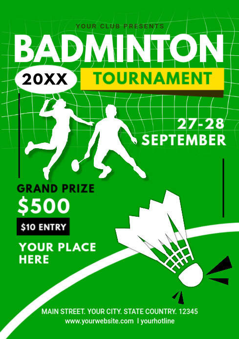 Badminton Tournament Flyer Template | PosterMyWall