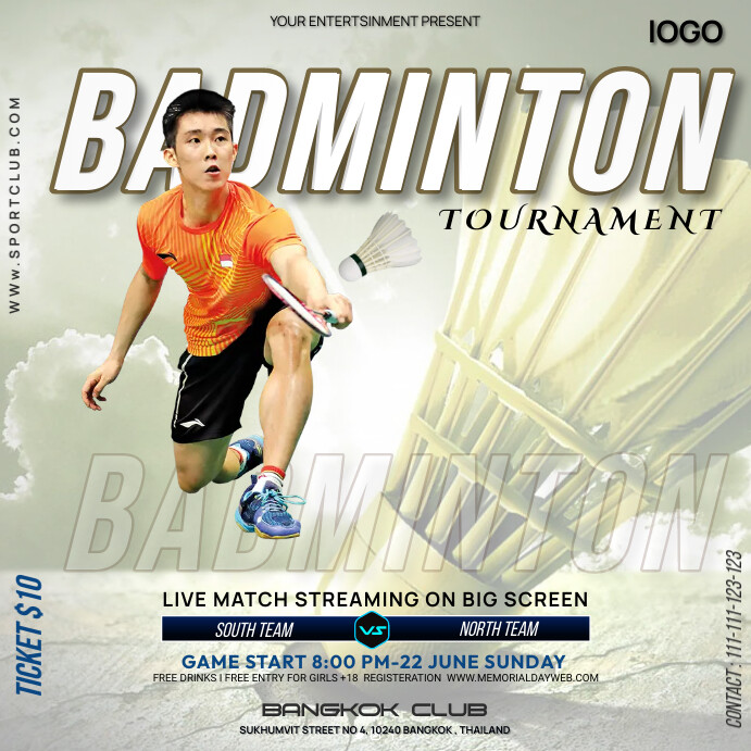 Plantilla de Badminton tournament flyers template | PosterMyWall