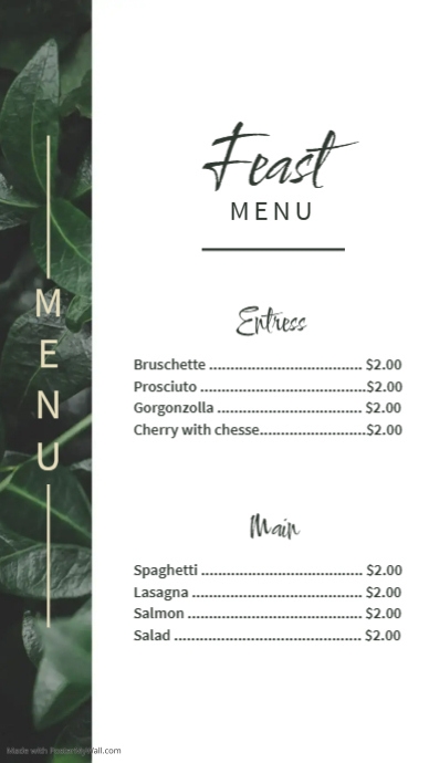 Restaurant Menu Instagram Story | PosterMyWall