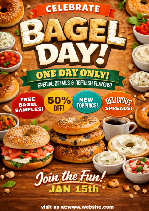 Bagel Day flyer editable template | PosterMyWall