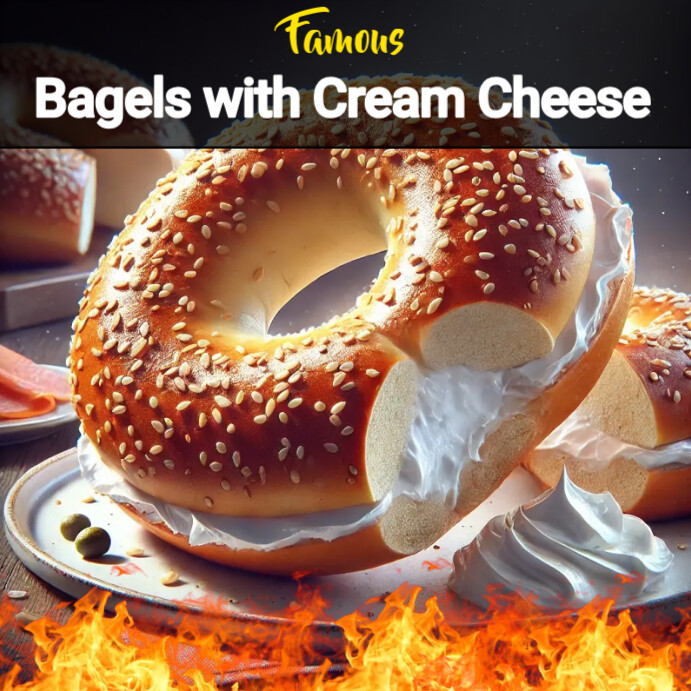 Plantilla de Bagels with Cream Cheese Instagram Bagel Ad | PosterMyWall
