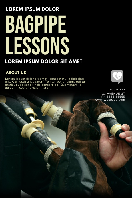 Copy of Bagpipe lessons flyer design Template | PosterMyWall