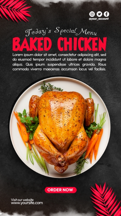 Baked Chicken Menu Poster Template | PosterMyWall