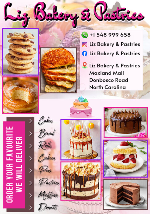 Bakery & Pastries small business poster flyer Template | PosterMyWall