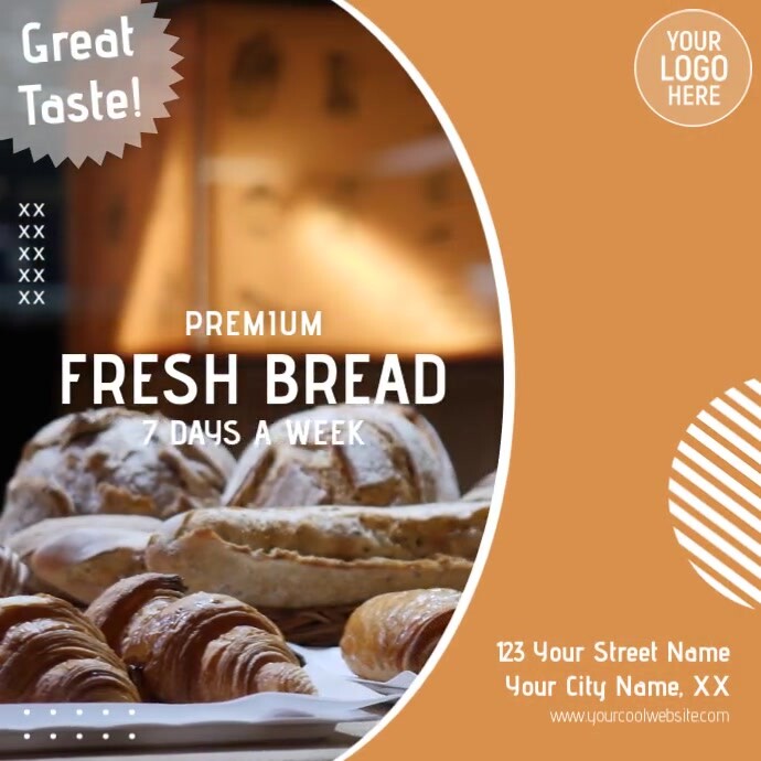 Bakery Fresh Bread Square Video Ad Template | PosterMyWall
