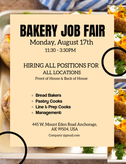 Bakery job fair flyers Template | PosterMyWall