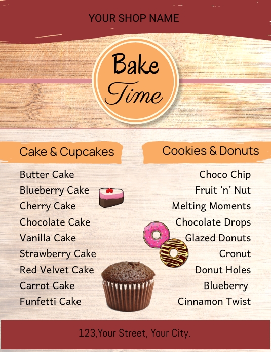 Bakery shop menu flyer Template | PosterMyWall