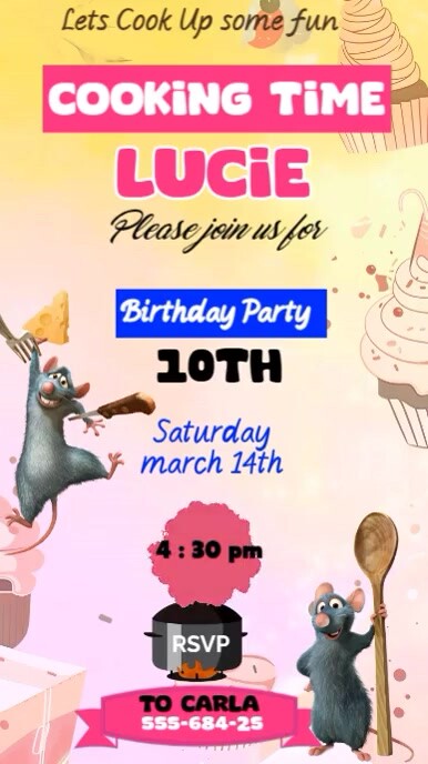 Plantilla de Baking and cooking invitation party Invitation | PosterMyWall