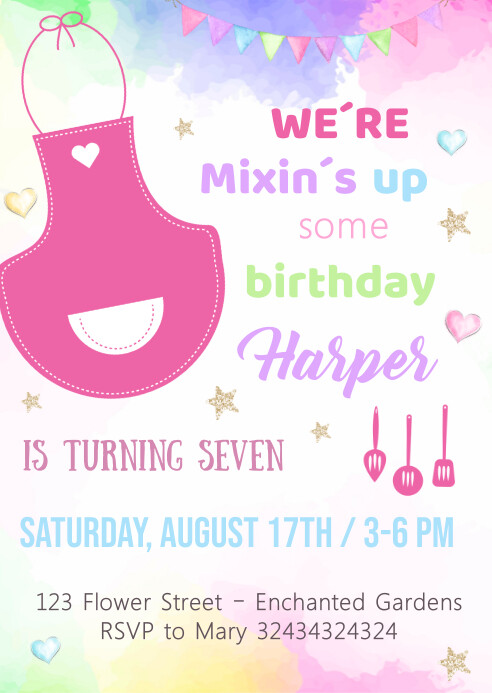 Baking Birthday Party Invitation Template | PosterMyWall