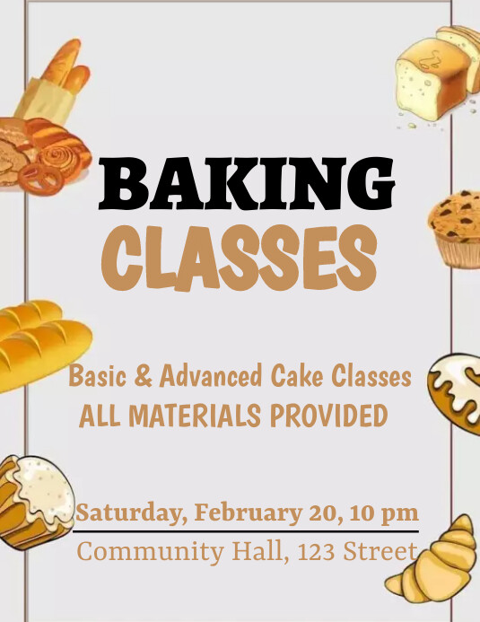 Baking Classes Pamflet Template | PosterMyWall