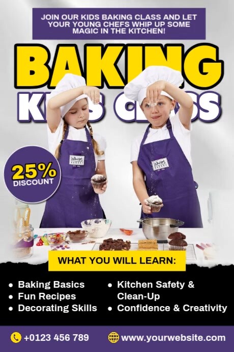 Plantilla de Baking Kids Class | PosterMyWall