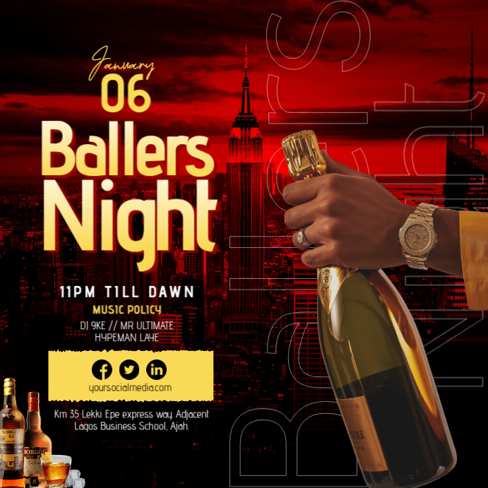 Ballers night party Template | PosterMyWall
