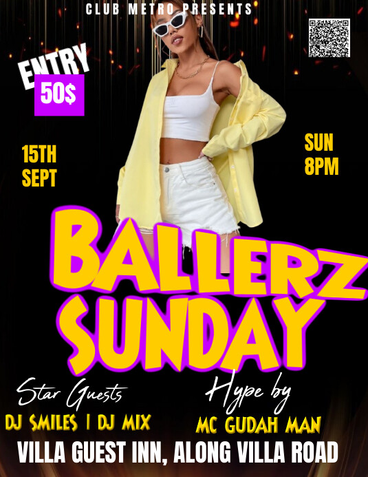 Ballers Sunday party flyer Template | PosterMyWall