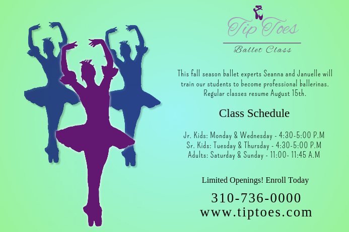 Ballet Class Poster/Flyer Template | PosterMyWall