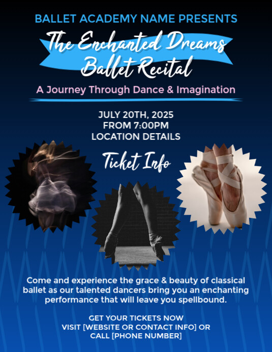 Copy of Ballet Recital Invitation Flyer Template | PosterMyWall