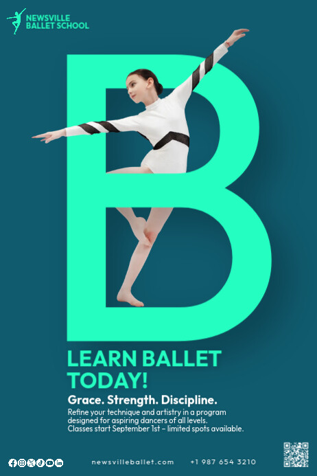 Ballet School Class Enrollment Flyer Template Poster | PosterMyWall