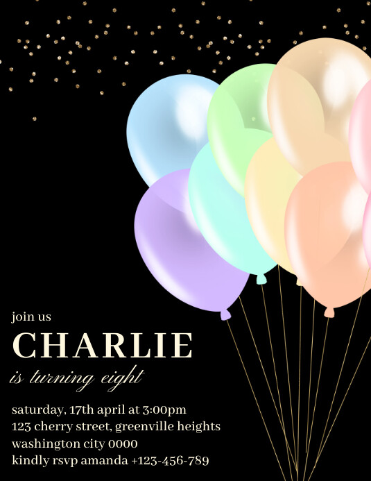 Balloon Birthday Invitation Template | PosterMyWall