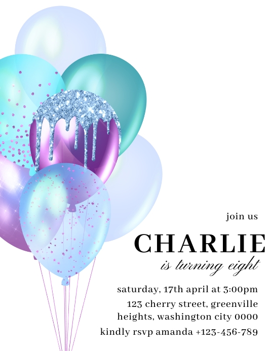 Balloon Birthday Invitation Template | PosterMyWall