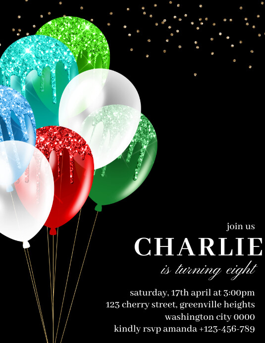 Balloon Birthday Invitation Template | PosterMyWall