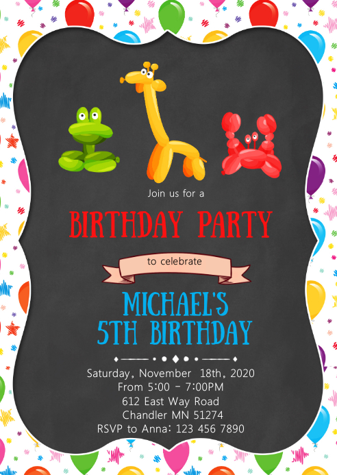 Balloon birthday party invitation Template | PosterMyWall
