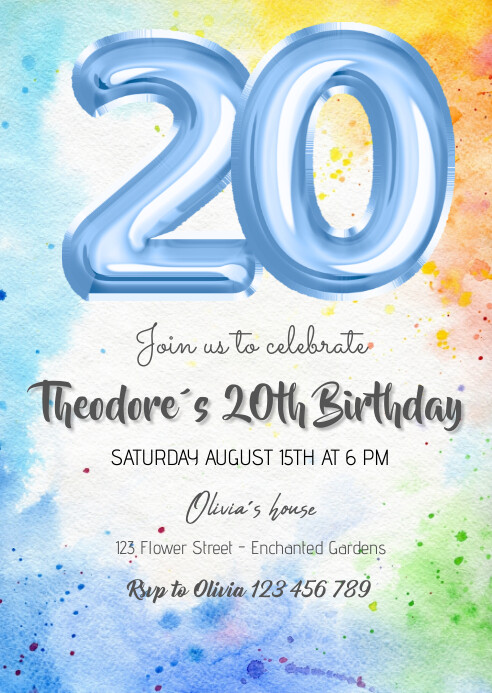 20th Birthday Invitation Templates