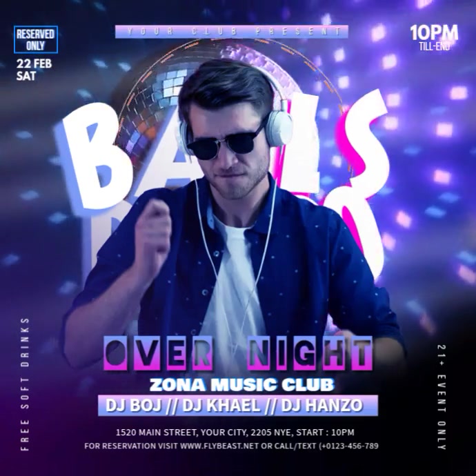Copy of Balls Disco Overnight Party ads | PosterMyWall